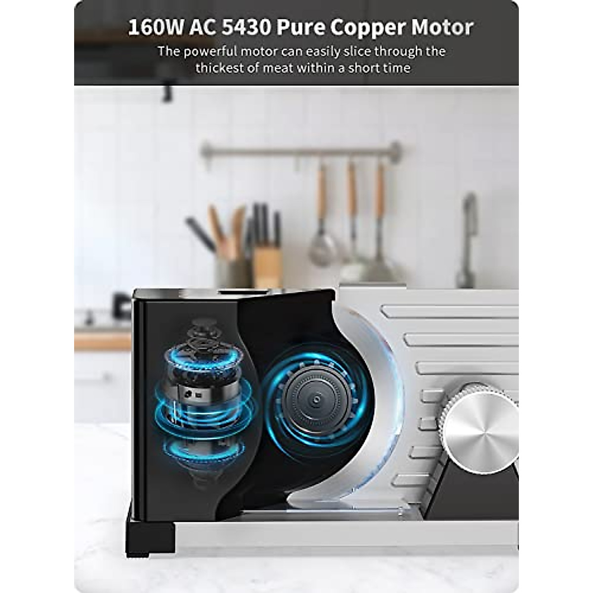 Meat Slicer for home, CWIIM Electric Deli Food Slicer & meat cutter with Removable Stainless Steel Blade+Pusher and 0-18mm Adjustable Thickness for Meat, Cheese, Bread, Fruit.