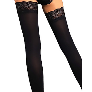 Mila Marutti Thigh High Stockings for Women Pantyhose Opaque Thigh Highs Tights - 100 Denier Sexy Nylons - Black, M