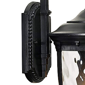 John Timberland Bellagio European Outdoor Wall Light Fixture Textured Black Metal 20 1/2" Hammered Glass Decor for Exterior House Porch Patio Outside Deck Garage Yard Front Door Garden Home