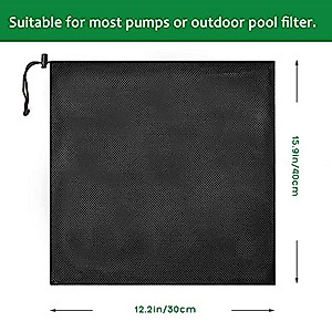Hecaty 2 Pcs 12.2"x 15.9" Pump Barrier Bag, Pond Pump Filter Bag, Black Media Bag Large Pump Mesh Bag for Outdoor Water Ponds Filters (2Pcs-12.2"x 15.9")