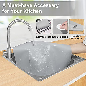 Silicone Mats for Kitchen Counter, Heat Resistant Mats for Countertop Protector, Waterproof, Washable, Non Slip, Multipurpose, Microwave, Cooking XL Large Silicone Mat, 23 x 15in, 1mm, Set of 2, Grey