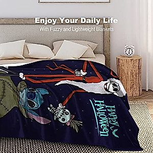 Stitch Blanket 350GSM Halloween Flannel Throw Blanket for All Seasons Super Soft and Cozy Medium Plush Blankets for Sofa, Couch and Bed 50"x60"