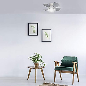 Modern Forms Vox Indoor and Outdoor 5-Blade Smart Flush Mount Ceiling Fan 26in Matte White with 3000K LED Light Kit and Remote Control, (FH-W1802-26L-MW)