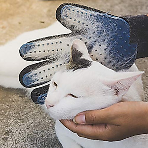 Alfland Two Hi-tech Pet Grooming Gloves - Lightweight, Durable, Eco-Friendly, Gentle Deshedding Brush Gloves for Shedding, Massaging and Hair Removal. Perfect for Long & Short Fur (Left & Right Hand)