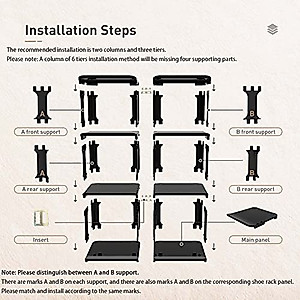 Amllas Shoe Rack Storage Organizer, Stackable Shoe Rack for Closet,Adjustable Shoe Organizer Shelf for Entryway, Durable and Stable, Easy Assembly and Clean, Small Space Saver for Women and Kids
