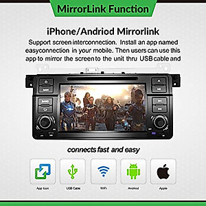 Egosonic Android 11 Car Radio, 1 Din for BMW 3 Series E46, 7" Touchscreen, DSP+, Support Wireless Apple Carplay Android Auto/GPS navi/HD1080P/Backup Camera/OBDII