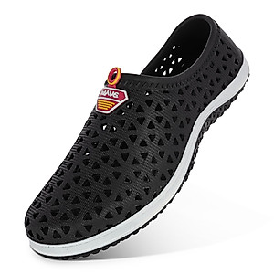 Shorepoint Outfitters Women's Vented Water Shoes, Non-Slip Shower Shoes, Pull-On Shoes for Pool, Beach, Garden, and Outdoors Black Size 9