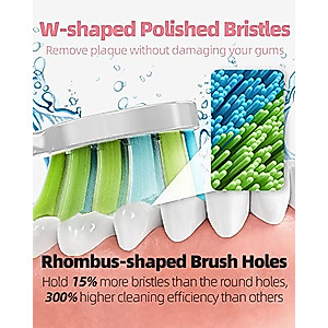 7AM2M Sonic Electric Toothbrush with 6 Brush Heads for Adults and Kids, One Charge for 90 Days, Wireless Fast Charge, 5 Modes with 2 Minutes Built in Smart Timer, Electric Toothbrushes(Pink)