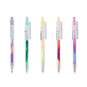 Mnixy Youkai Rainbow Color Gel Ink Rollerball Pen Retractable（5 pack）