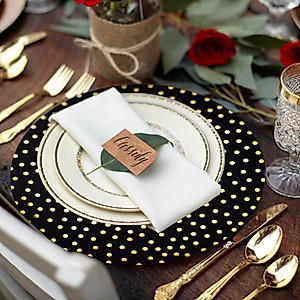 50 Pcs 14 Inch Black and Gold Foil Paper Place Mats Golden Polka Dots Round Placemats Disposable Decorative Table Mats for Wedding Banquet Party Home Dining Table Decor