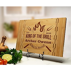 Personalized Dad Cutting Board - Custom Wood Grill Board For BBQ Masters - Unique Barbeque and Grilling Gift Idea for Fathers Day, Birthday, Anniversary, Christmas For Men, Husband, Dad, Grandpa, Him