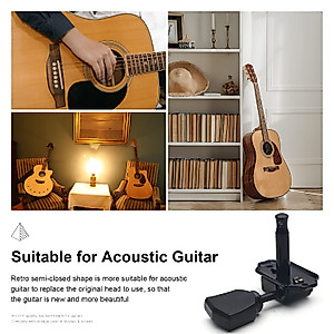 MAXCHEER 3R3L Vintage Guitar Deluxe String Tuning Pegs Machine Heads Greenish Button for Epiphone Les Paul Style Guitar Replacement (Black)