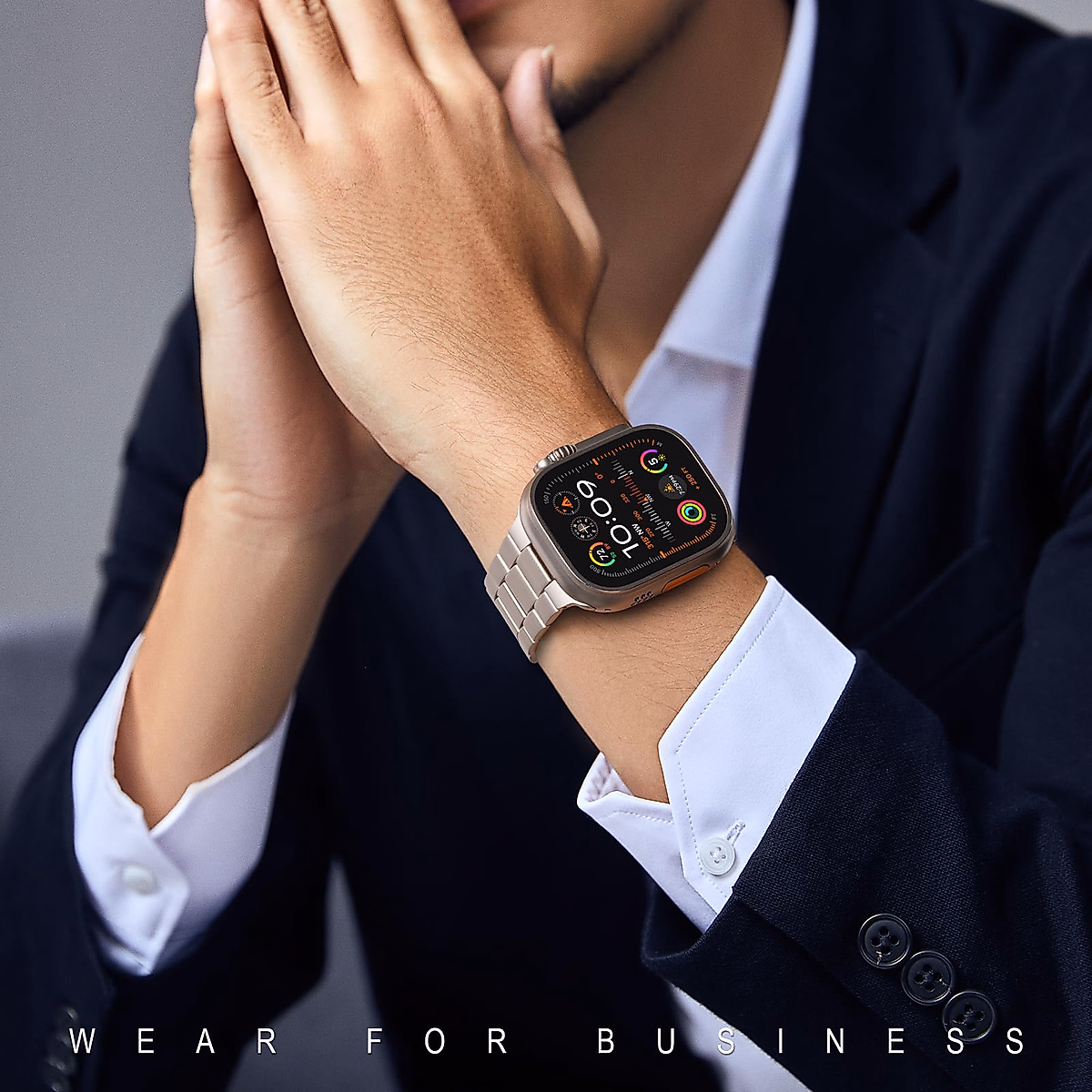 Wolait Ultra 2 Watch Band Compatible Apple Watch Ultra Band 49mm & Series 10 46mm,Genuine Titanium iWatch Bands with Button Clasp for Men,Natural Titanium