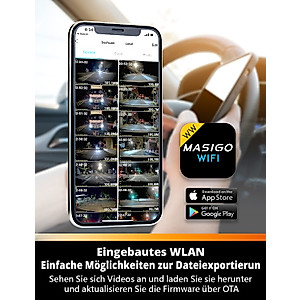 【Bundle 2 Items: MASIGO A330D WiFi GPS + Hardwire Kit】 Dual 60fps Dash Cam Front and Rear, Car Camera Built-in WiFi GPS, Sony Night Vision, G-Sensor Parking Mode, 512GB Max
