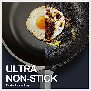 LIGTSPCE Always Nonstick Multipurpose Saute pan,All-in-One Pan,Large Skillet with Strainer,Deep Frying Pan with Lid(11-inch), PFOA Free non stick chef’s pan,Dishwasher and Oven Safe (Slate)