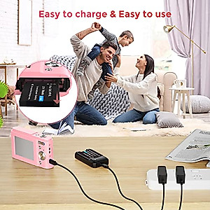 Digital Camera, RUAHETIL FHD 1080P 36MP 2.4 Inch LCD Vlogging Camera for Kids, 16X Zoom 2 Charging Modes Kids Compact Camera Point and Shoot Camera for Kids Teens Students Beginners（Pink）