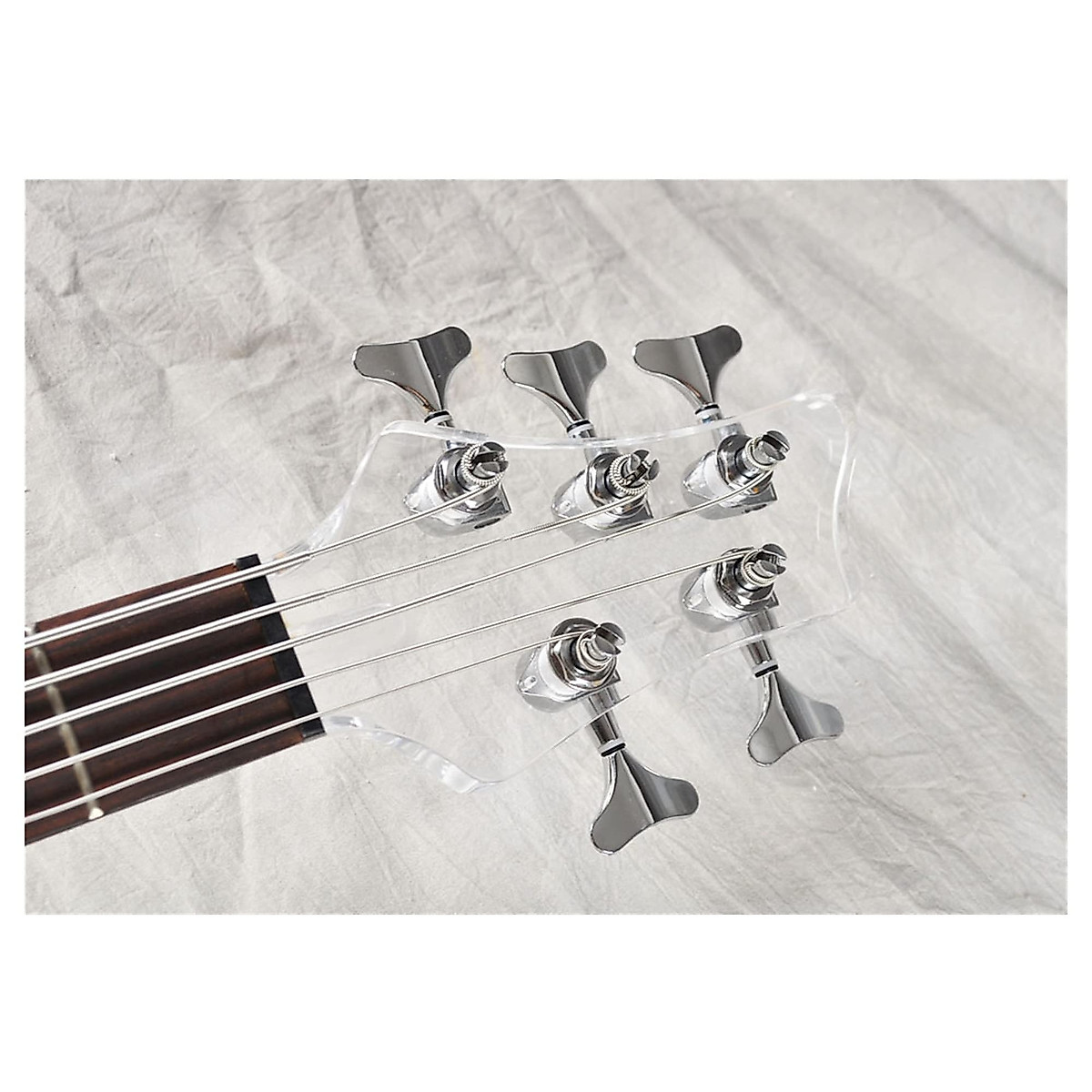 Unfinished Guitar Body Red Sandalwood Fingerboard with LED Lights, Real Shots, Suitable for 2016 New Straight-Through 5-String Acrylic Body Bass Guitar DIY Accessory