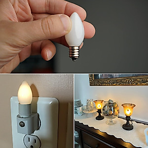 Sphoon C7 Candelabra Led Light Bulbs, Small Night Light Bulb, 0.6 Watt Equivalent 7W Incandescent, E12 120V Lamp, Warm White 2700K Nightlight Replacement Bulb for Window Candle & Chandeliers, 5 Pack