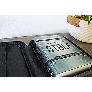 Bible Cover for Boys, Zippered, with Handle, Canvas, Gray, Medium
