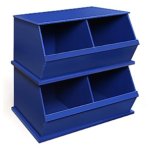 Stackable Wooden 2 Bin Open Storage Toy Organizing Cubby