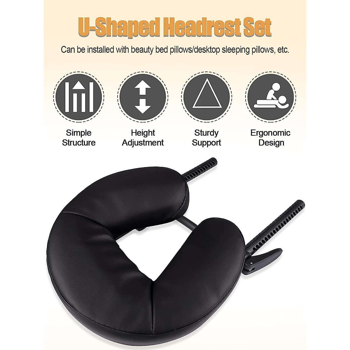 EBANKU Massage Face Cradle Massage Table Headrest Pillow, Standard Universal Adjustable Headrest Cradle with Pillow for Massage Tables