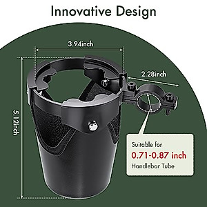Titanker Bike Cup Holder, Upgraded Bike Water Bottle Holder with Aluminum Alloy Fasteners for Secure Grip, Adjustable 16oz to 32oz Bike Drink Holder for Road MTB Bikes, Scooter, Treadmill, Black