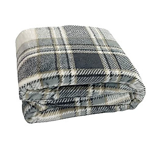 Cozy Winter Fall Grey Throw Blanket: Soft Shades of Gray White Beige Plaid Plaid Design Accent for Sofa Couch Chair Bed Dorm