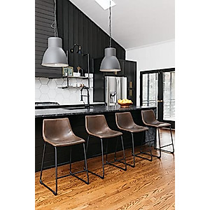 Signature Design by Ashley Centiar 24" Counter Height Modern Bucket Barstool 2 Count, Brown