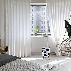 IBPNKFAZ89 Small Trash Can with Lid Black and White Cow Print Seamless from The Country Sunflower Garbage Bin Wood Waste Bin Press Cover Round Wastebasket for Bathroom Bedroom Kitchen 7L/1.8 Gallon