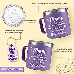 365FURY Gifts For Mom From Daughter, Son - Mother's Day, Birthday Gifts For Mom - No Matter What/Ugly Children Coffee Mug/Tumbler 14Oz & Keychain - Best Mother, Moms Gift Idea