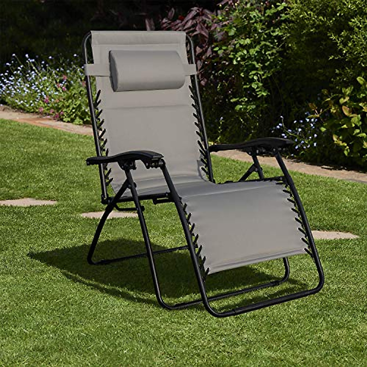 Devoko Zero Gravity Chair Outdoor Folding Lounge Chair Oversized Weight 420 Lbs Capacity Patio Recliner Chair for Poolside, Yard and Camping (Grey)