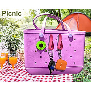 Aovaely 2 Pack Beach Bag Charms Hooks, Beach Bag Accessories Inserts for Hanging Key Cup Holder Tote Bag Accessories for Beach Camping