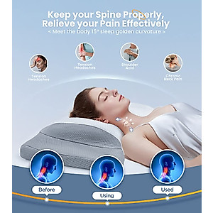 Gadole 8X Support Side Sleeping Pillow for Neck Pain Relief, Adjustable Cervical Fit Shoulder Perfectly, Ergonomic Contour Memory Foam Pillows with Armrest Area, Bed Back Stomach Grey Queen