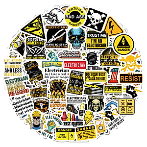 BulbaCraft 100Pcs Funny Electrician Stickers for Hard Hats, Electrician Hard Hat Stickers and Decals, Funny Electrician Gifts for Men, Gifts for Electrician Men, Electrician Gift Ideas