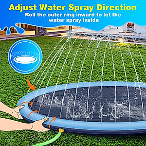 Splash Pad for Kids and Dogs, 95" Extra Large Splash Pad for Toddlers 1-3 and Kids Ages 4-8, Non Slip Thicken Sprinkler Dog Pool Summer Outdoor Water Toys for Backyard