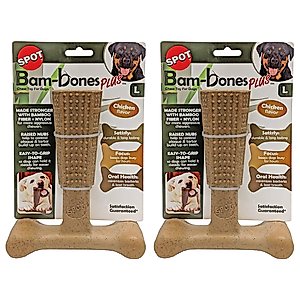 Ethical Pet 2 Pack of Bambones Plus Dog Chew Toys, Large 7 Inch, Chicken Flavor
