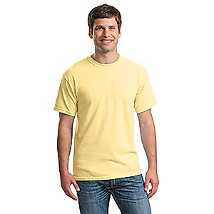 Gildan Men's Heavy Taped Neck Comfort Jersey T-Shirt, Yellow Haze, M