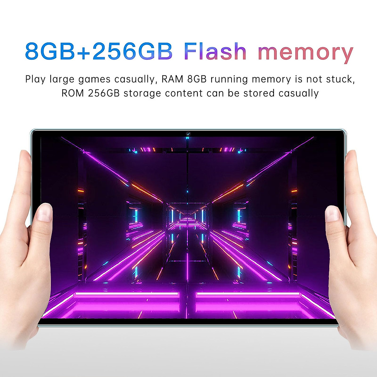 10.1 Inch 2 in 1 Tablet 8GB 256GB, 8 Core CPU, 5G, 4G Network Support with Keyboard Case, Blue (US Plug)