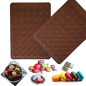 HYCSC 48 Capacity Silicone Baking Mats, Non-Stick Macaron Baking Mats, BPA free Macaron Baking Sheet, Macaron - Pack of 2