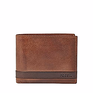 Fossil Men's Quinn Leather Bifold with Coin Pocket Wallet, Brown, (Model: ML3653200)