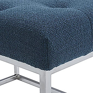 Amazon Brand – Rivet Mid-Century Modern Tufted Ottoman Stool with Metal Base, 26.8"W, Juniper