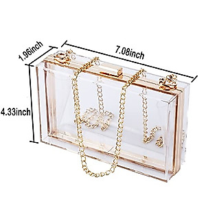 WEDDINGHELPER Transparent Clear Acrylic Square jelly Evening Bag for Women,Fashion Lovely Shoulder Bag for Dinner Party Travel (CLEAR1)