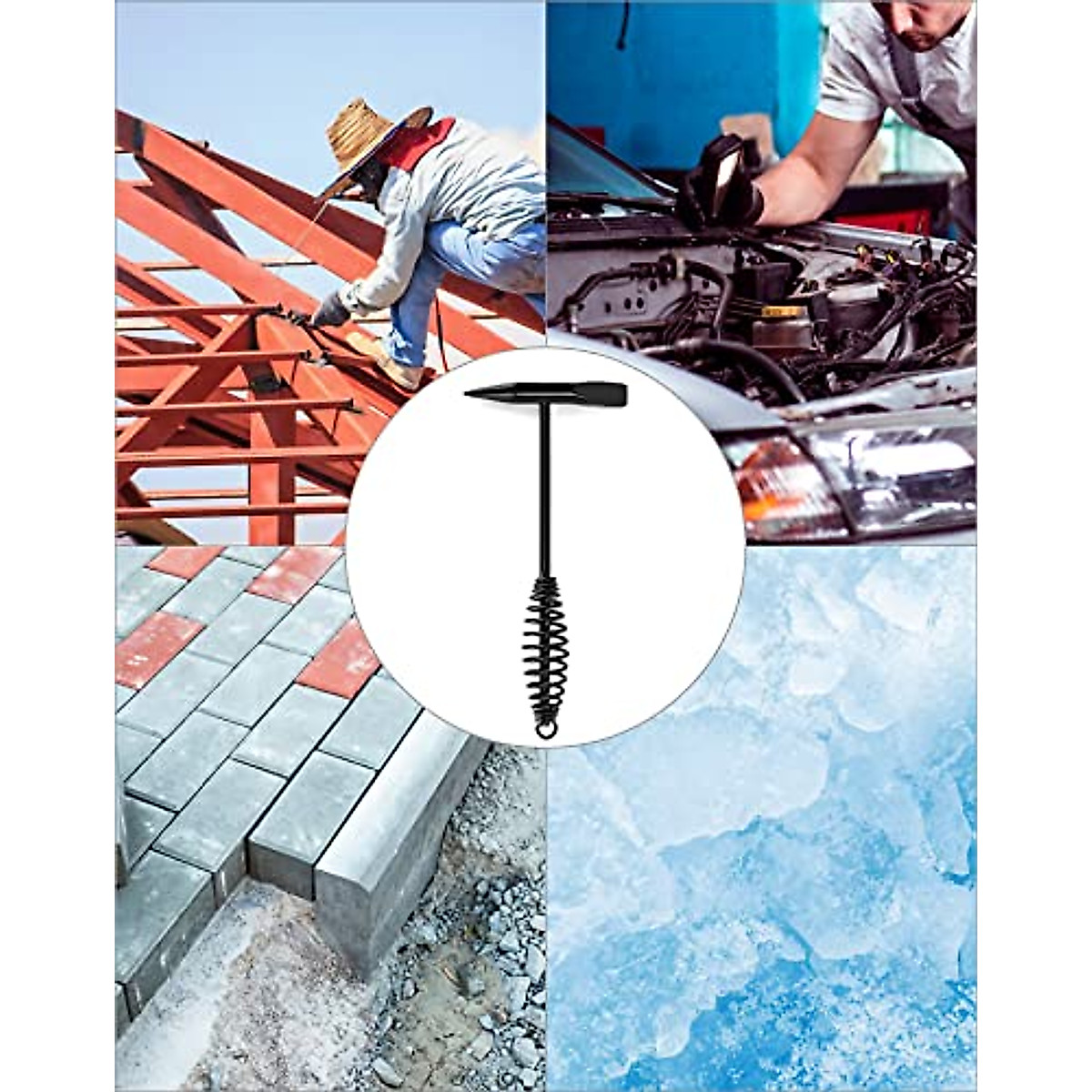 QWORK Welding Chipping Hammer, 2 Packs 10.5" Two-head Hammer with Coil Spring Handle Welding Cleansing and Crushed Ice