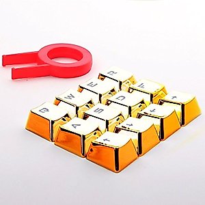 E-Element Keycaps Doubleshot 12Key caps with White infill Translucidus Keycap Puller Backlit Key caps for Mechanical Gaming Keyboards Gold Color