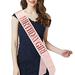 Birthday Girl Sash & Rhinestone Tiara Kit - Rose Gold Birthday Gifts Glitter Birthday Sash Birthday Party Favors