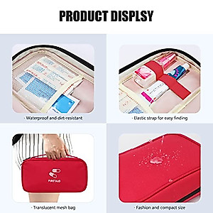 FYY Empty First Aid Bag, Red First Aid Bag Empty Portable Medical Organizer Bag for Traveling,Camping,Hiking,Home,Office-Red