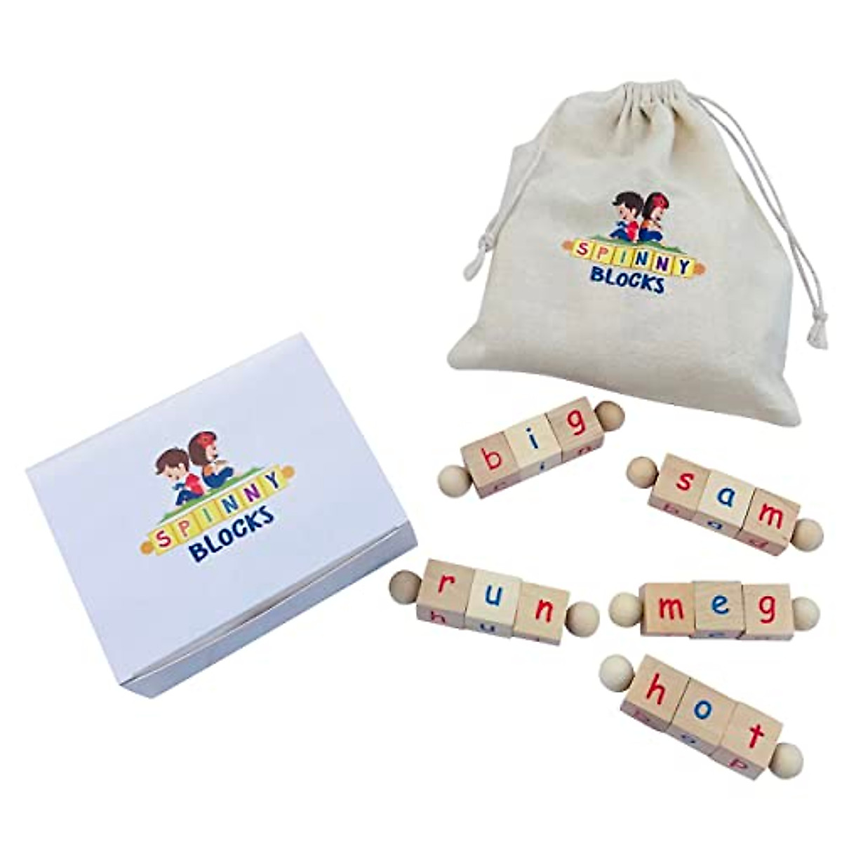 Montessori Alphabet Beginning Reader Letter Blocks, Phonics Games and Toys for Kindergarten Age Boys and Girls, Best Montessori Toys for 3 4 5 and 6 Year Olds. CVC Builders Make Learning Fun!