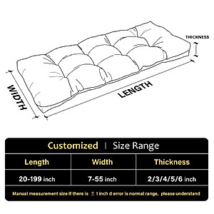 ENTROPOWER Custom Bench Cushion Outdoor/Indoor Water Resistant Bench Pad Durable Thicken Porch Swing Cushions Bay Window Seat Piano Bench Cushion Sofa Chair Cushions (Star Sea Grey, Custom Size)