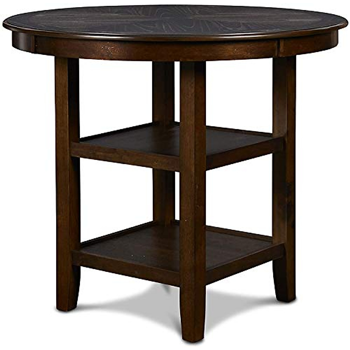 New Classic Furniture Gia 5-Piece Round Counter Height Dining Set with 1 Dining Table and 4 Chairs, 42-Inch, Cherry