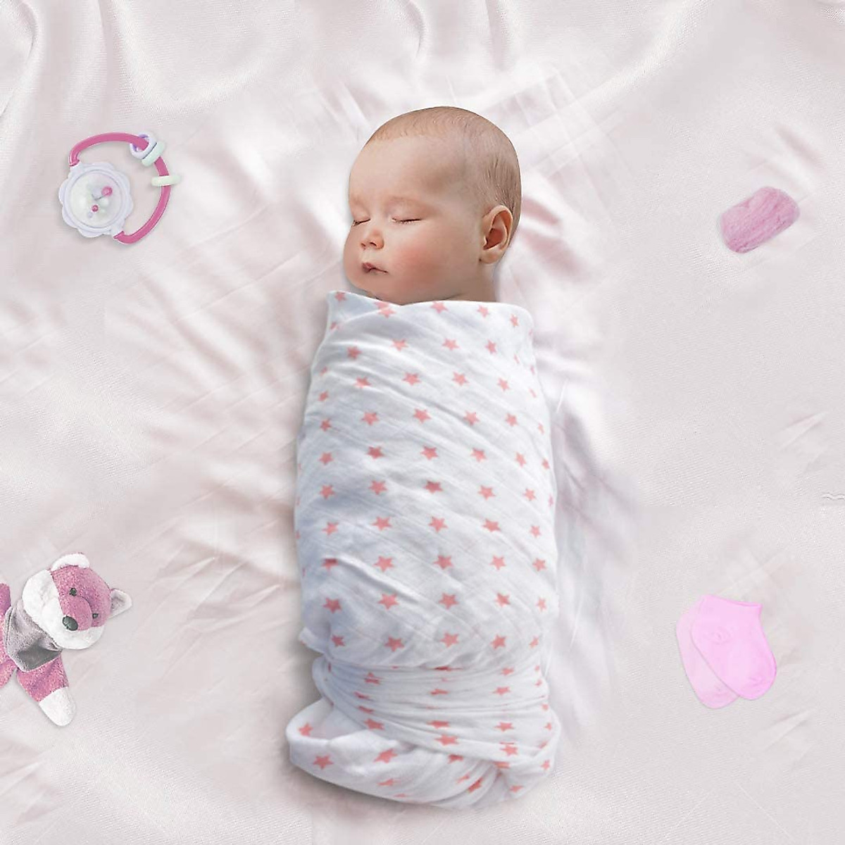 Swaddle Blankets| Receiving Blanket|Organic Cotton Breathable and Skin-Friendly Soft Muslin Swaddle Blankets for Boys| Baby Essentials, Registry & Gift | 48"x48" 2-Pack Pink Lines